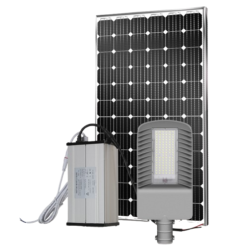 Split solar street light for utmost sunlight absorption